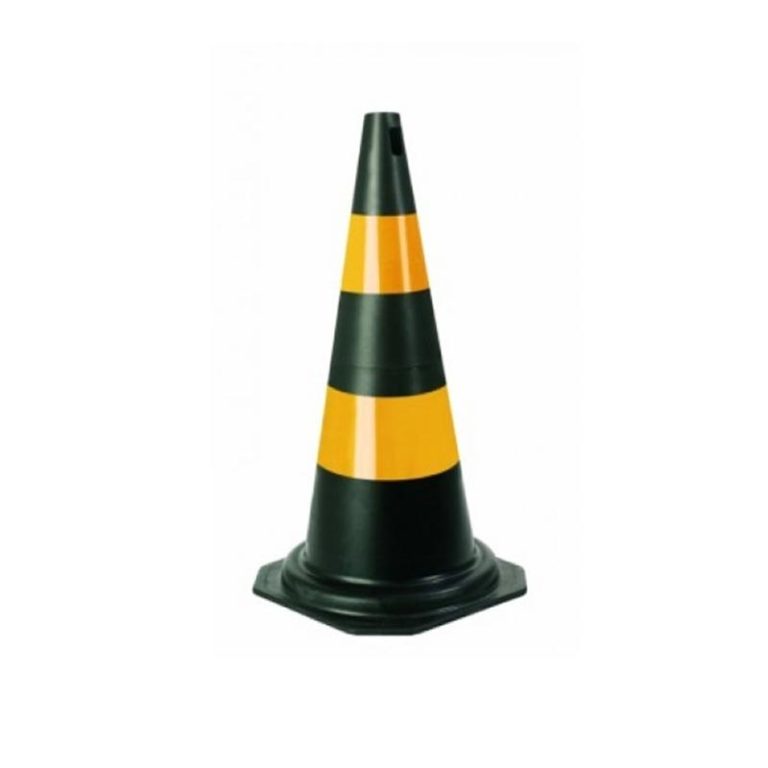 Cone PVC 50 Cm Preto/Amarelo Plastcor - Forte Imperador
